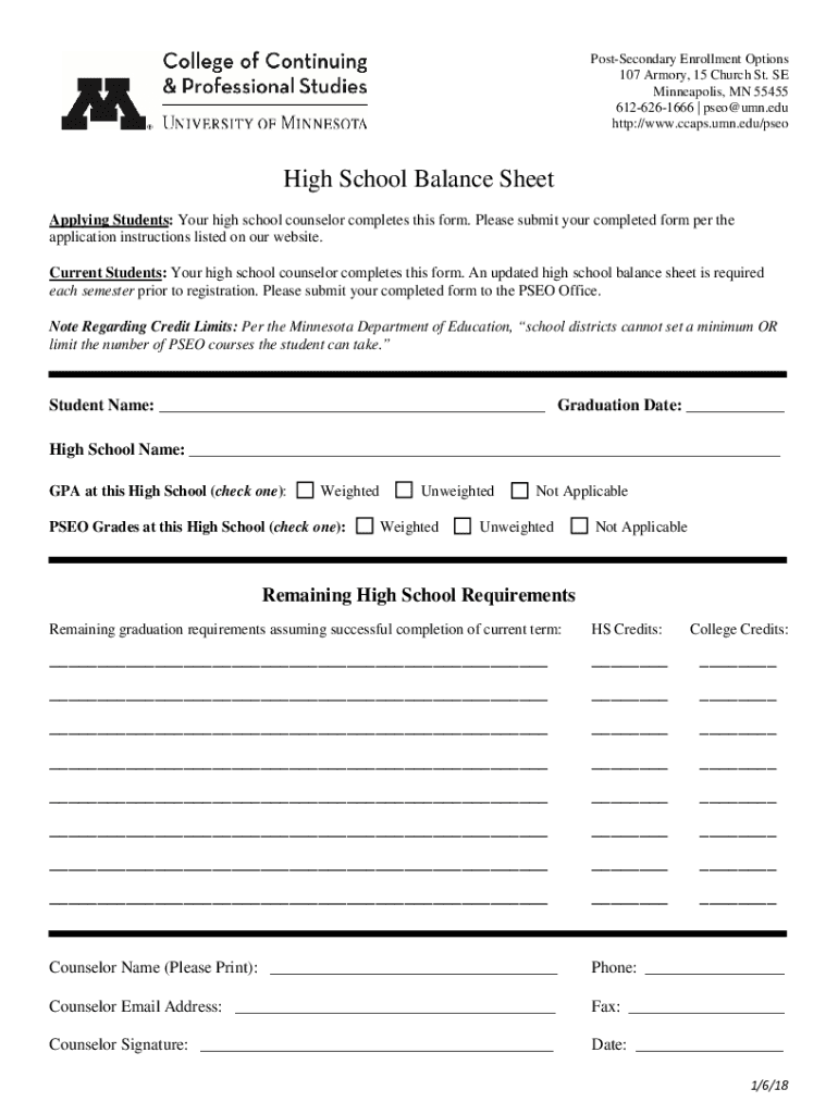 Fillable Online PSEO Student Handbook - Forms Fax Email Print - pdfFiller