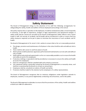 Fillable Online Safety Statement - ST.DOMINIC'S N.S. Fax Email Print ...