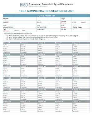 Test Administration Seating Chart . State Assessments Doc Template ...