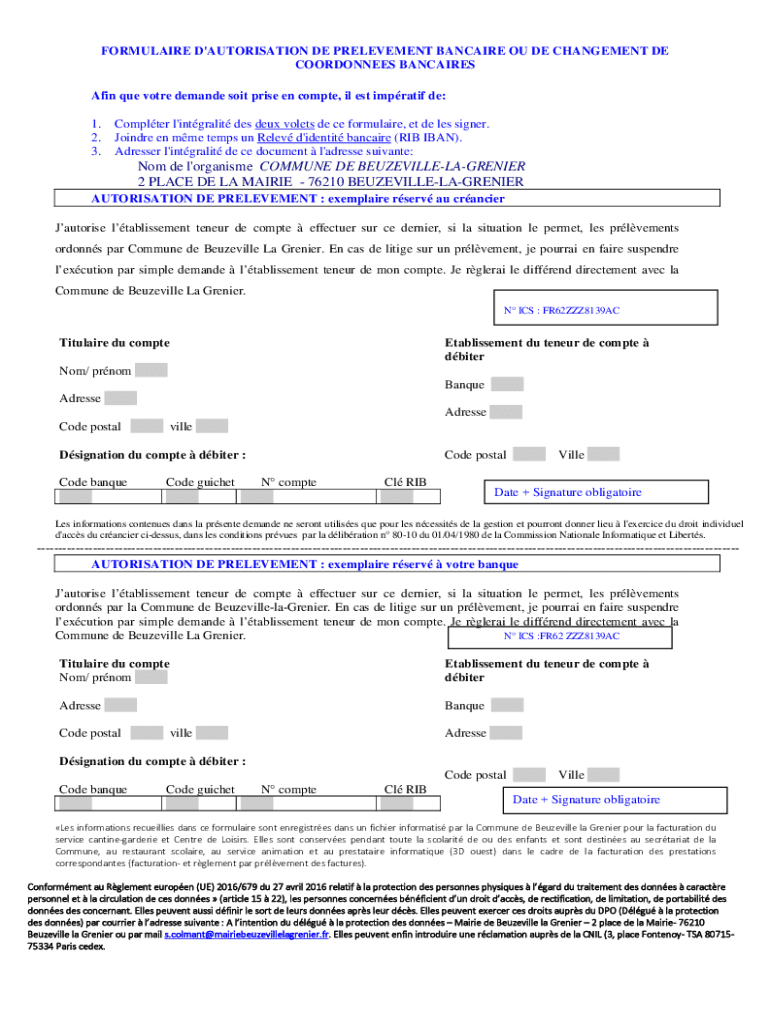 Remplissable En Ligne Comment modifier mes coordonnes bancaires / mon ...