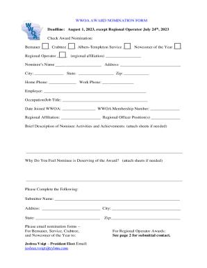 Fillable Online AMTA Awards Nomination Form Fax Email Print - pdfFiller