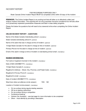 Fillable Online 10 Times An Incident Report Should Be Completed Fax ...