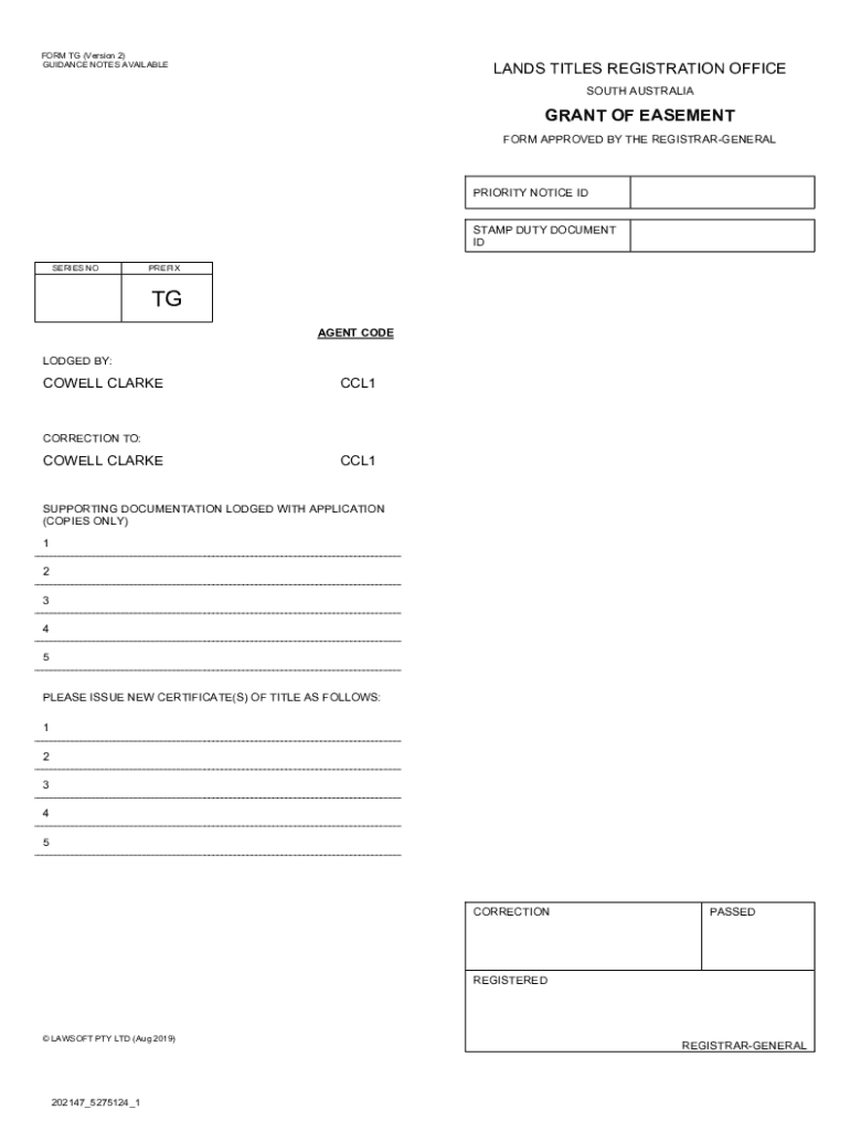 Fillable Online Form TG - Grant of Easement. Grant of Easement Fax ...