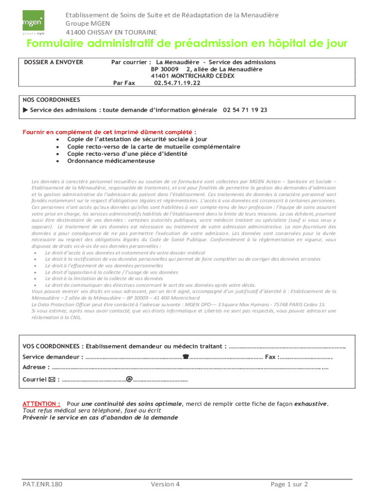 Remplissable En Ligne MGEN Etablissement de soins de suite et de radaptation de ... Fax Email ...
