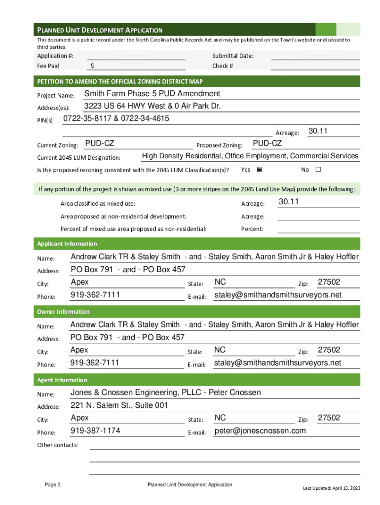 Fillable Online Smith Farm Phase 5 PUD Amendment 30.11 PO Box 791 - and ...