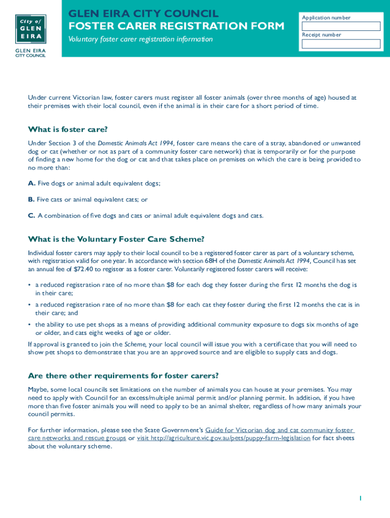 Fillable Online FOSTER CARER APPLICATION FORM Fax Email Print - pdfFiller