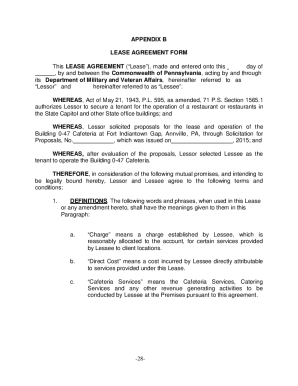 Fillable Online APPENDIX B LEASE AGREEMENT FORM Fax Email Print - pdfFiller