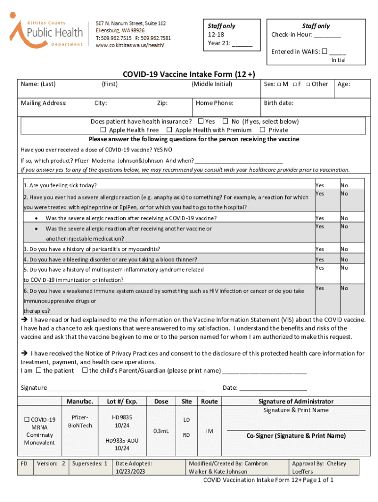 Completable En línea Washington State Immunization Information System ...