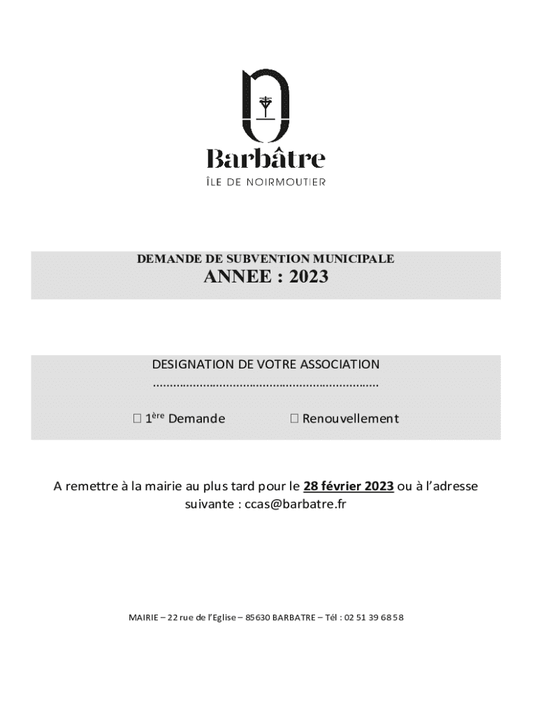 Remplissable En Ligne Ouverture de la campagne de demandes de subventions ... Fax Email Imprimer ...