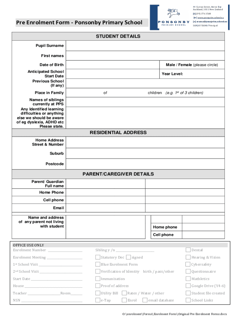 Fillable Online HISTORIC HERITAGE EVALUATION - Ponsonby Primary ... Fax ...