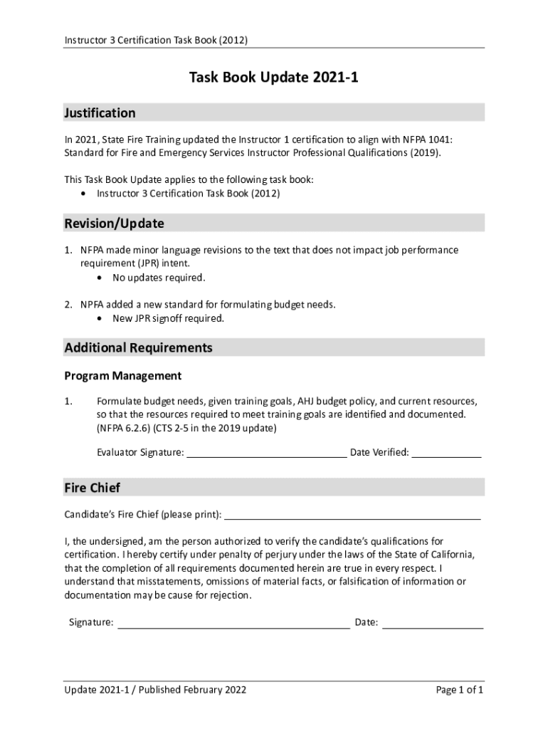 Fillable Online osfm fire ca In 2021, State Fire Training updated the ...