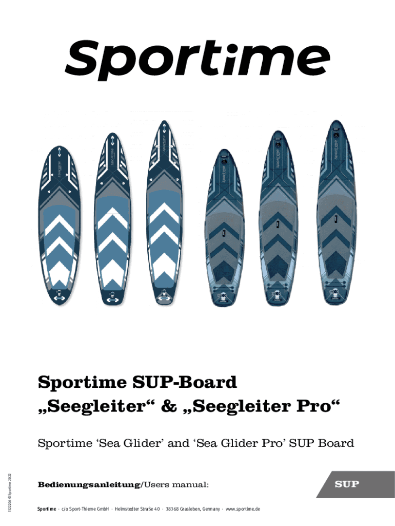 Ausfüllbar Online Sportime Stand up Paddling Board "Seegleiter Touring ...