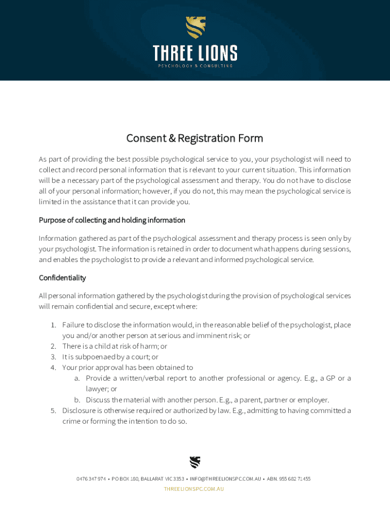 Fillable Online Consent & Registration Form Fax Email Print - pdfFiller