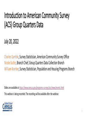 Fillable Online www2 census Introduction to American Community Survey ...