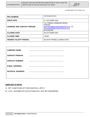 Fillable Online sff/0588/10/2021 request for quotation for fabrication ...