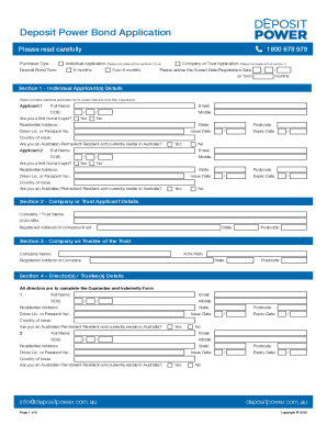 Fillable Online Deposit Power Bond Application Fax Email Print - pdfFiller