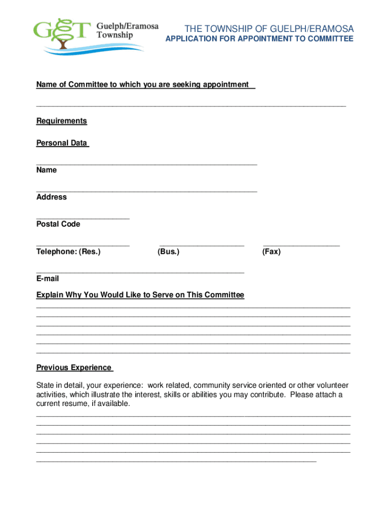 Fillable Online Committee of Adjustment Application for Consent Fax ...