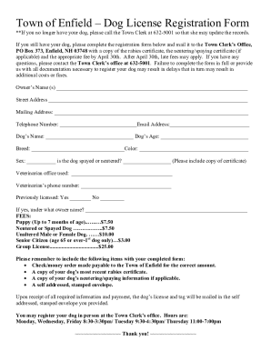 Fillable Online Enfield Dog License - Fill and Sign Printable Template ...