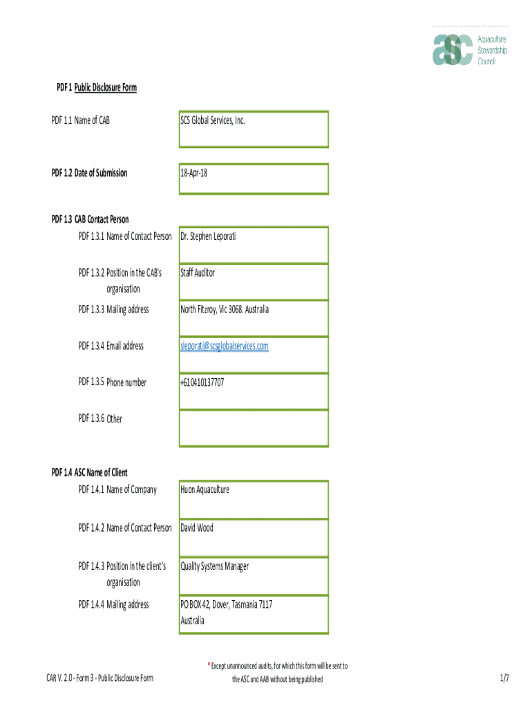 Fillable Online PDF 1 Public Disclosure Form Fax Email Print - pdfFiller