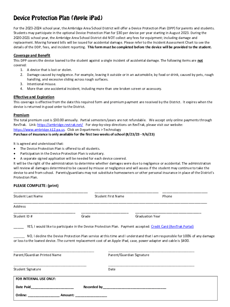 Fillable Online School Issued and Device Protection Plan Informationarticle Fax Email Print ...