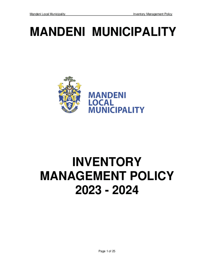 Fillable Online MANDENI MUNICIPALITY INVENTORY MANAGEMENT ... Fax Email ...