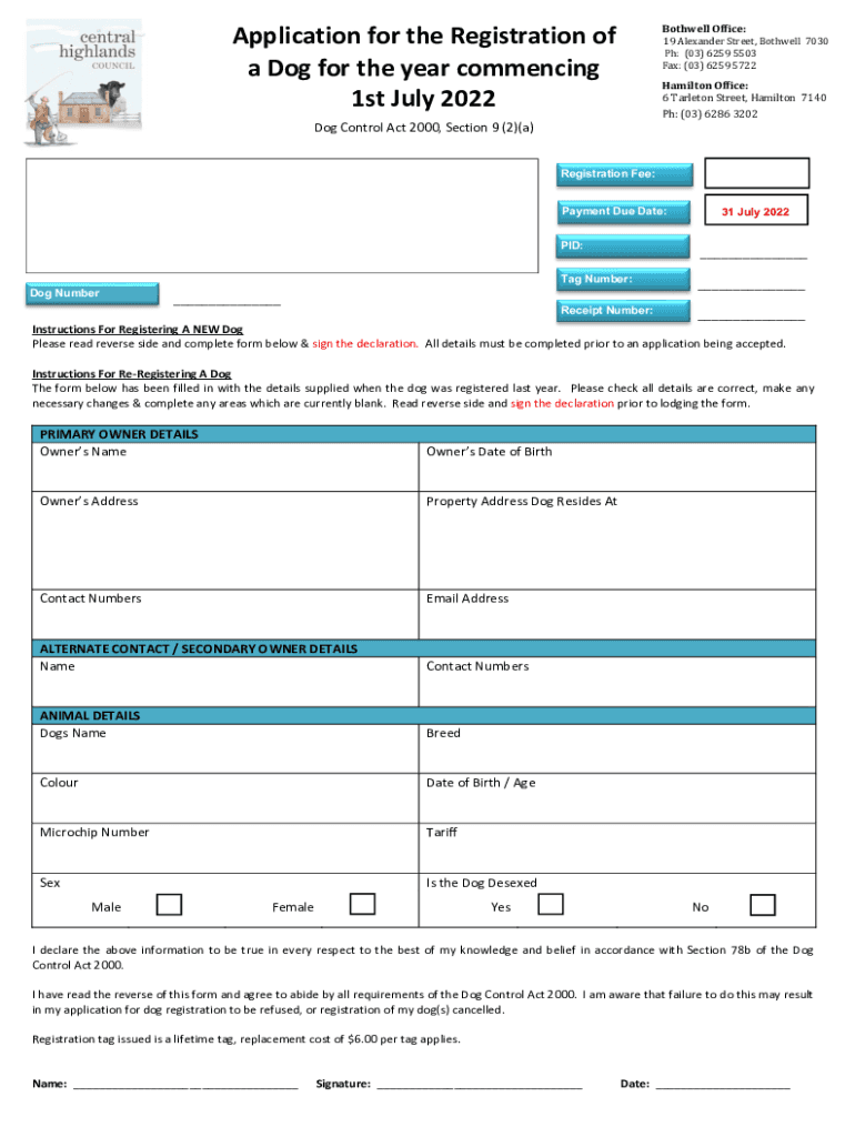 Fillable Online 19 Alexander Street, Bothwell 7030 Fax Email Print ...