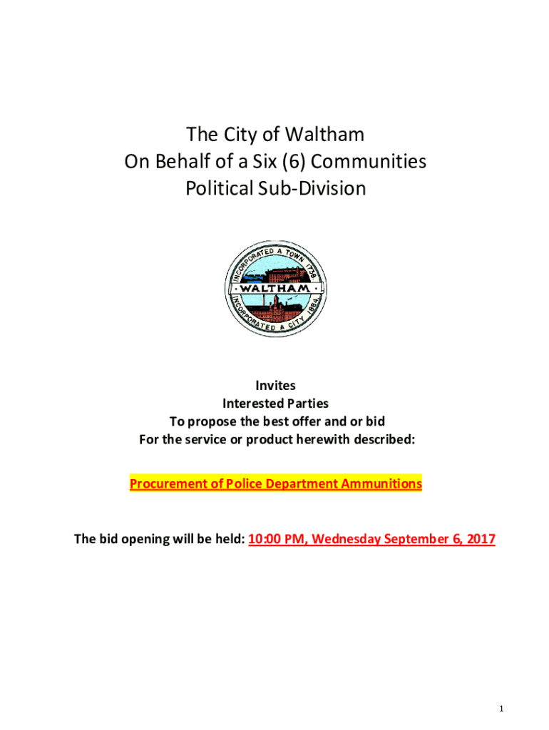 Fillable Online The City of Waltham On Behalf of a Six (6) Communities ... Fax Email Print ...