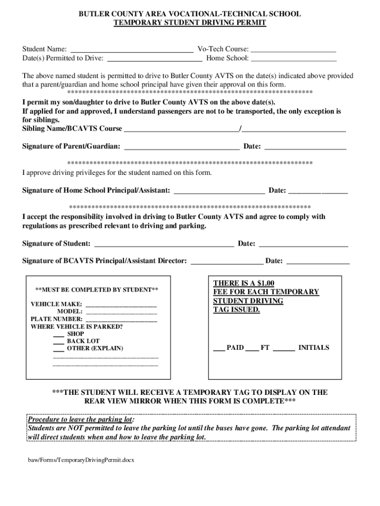 Fillable Online Student Forms / Temporary Driving Permit Fax Email ...