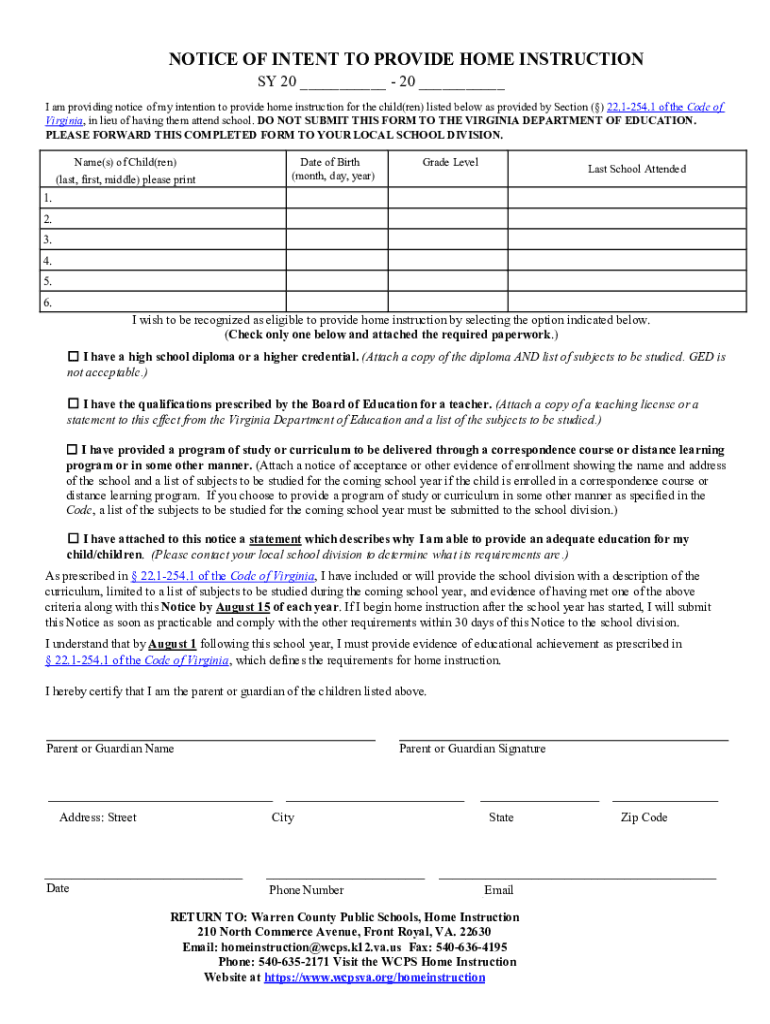 Fillable Online I am providing notice of my intention to provide home ...