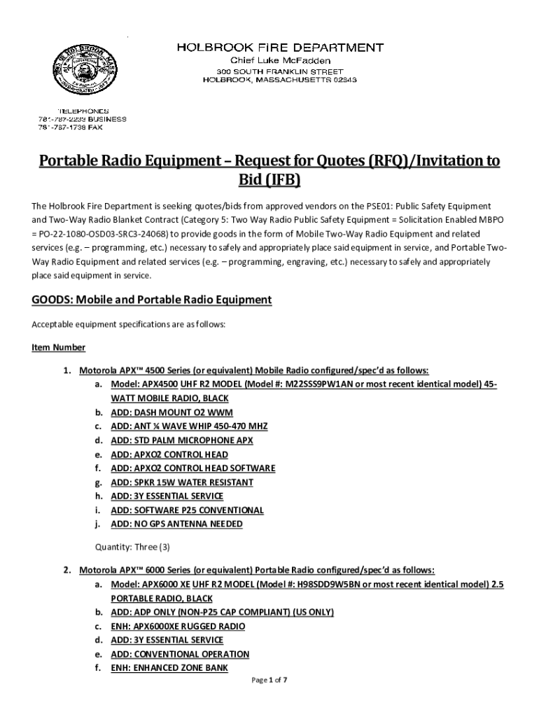 Fillable Online Portable Radio Equipment Request for Quotes (RFQ ...