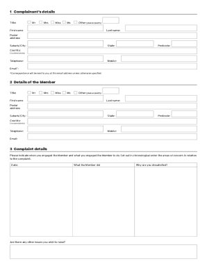 Fillable Online Complaint Against Member of The Tax Institute Form Fax ...