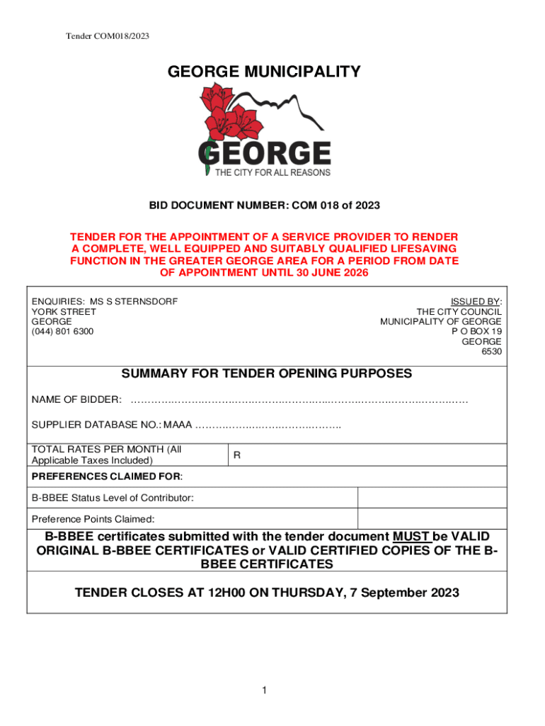 Fillable Online TENDER FOR THE APPOINTMENT OF A SERVICE PROVIDER TO RENDER Fax Email Print ...