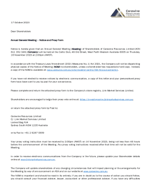 Fillable Online 2023.10.17 Letter to Shareholders AGM Notice and Proxy ...