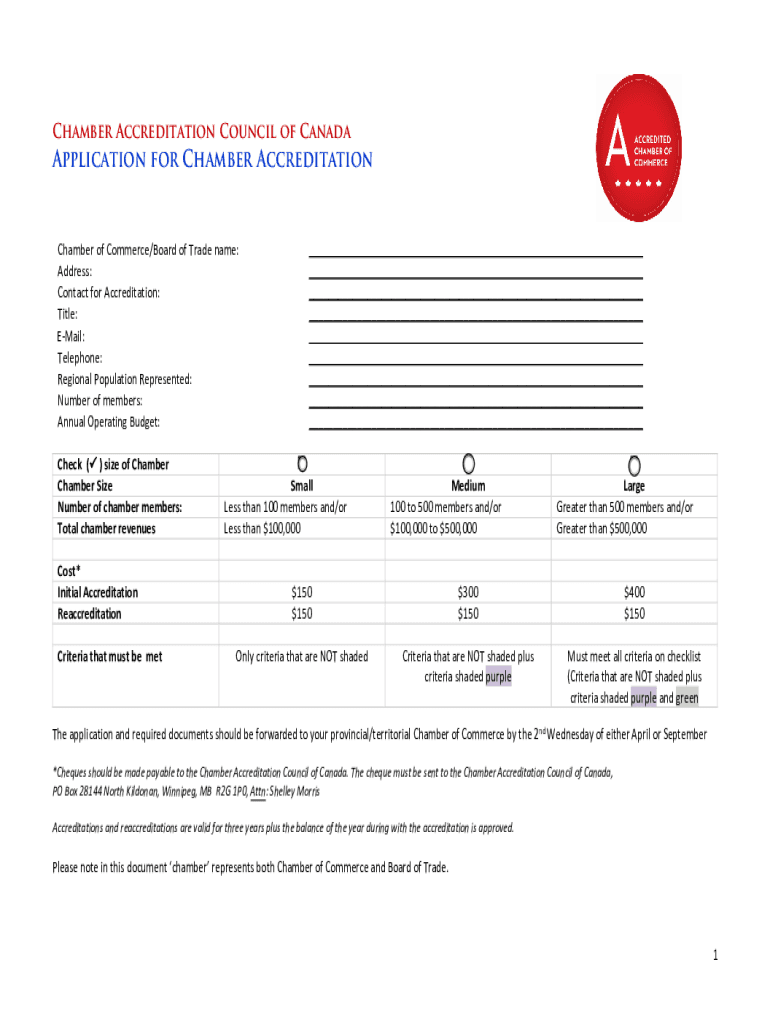 Fillable Online Application for Chamber Accreditation Fax Email Print - pdfFiller