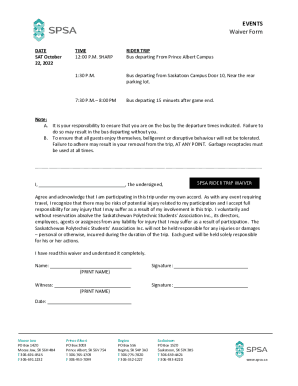 Fillable Online EVENTS Waiver Form Fax Email Print - pdfFiller