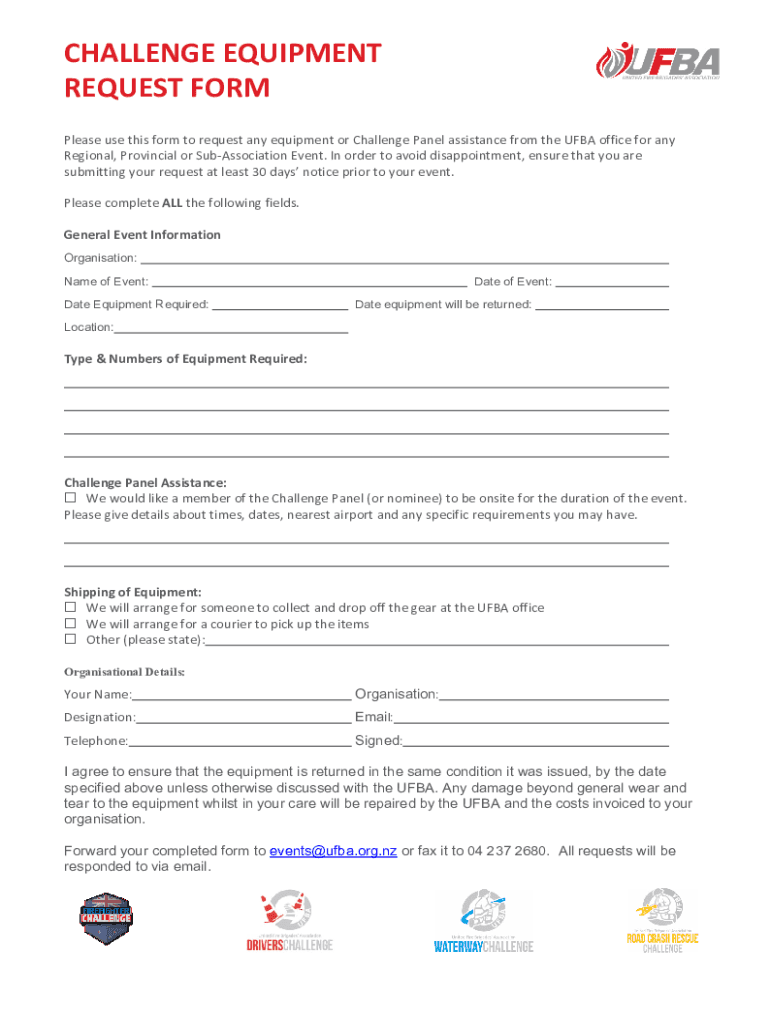 Fillable Online Equipment Request Form - Updated 2023 Fax Email Print ...