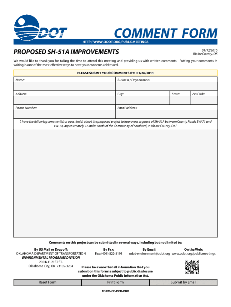 Fillable Online PROPOSED SH-51A IMPROVEMENTS Fax Email Print - pdfFiller