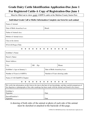 Fillable Online Grade Dairy Cattle Identification Application Fax Email ...