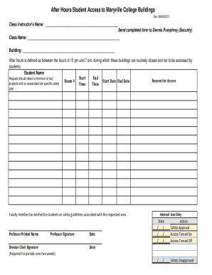 Fillable Online After Hours Access Form Fax Email Print - pdfFiller