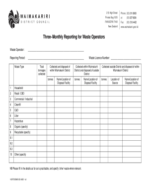 Fillable Online QS-U602 Solid Waste Bylaw Three-monthly Reporting for ...