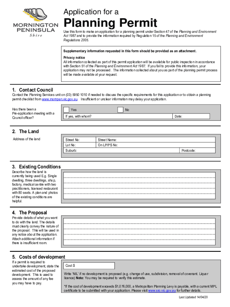 Fillable Online Applications for Amendments to Planning Permits Fax Email Print - pdfFiller