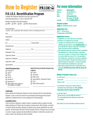 Fillable Online P.R.I.D.E. Recertification Form Fax Email Print - pdfFiller