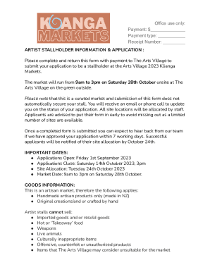 Fillable Online 2023 Spring Market Stall Application Form Fax Email ...