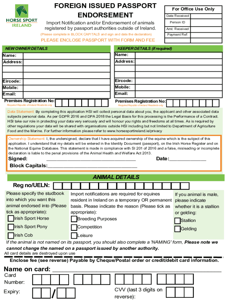 Fillable Online Ireland Pet Passport - Current Dog and Cat Import ...