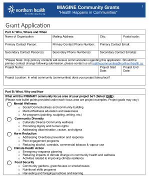 Fillable Online IMAGINE Community Grants application Fax Email Print - pdfFiller