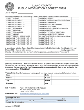 Fillable Online Public Information Records Request - LLano County ...