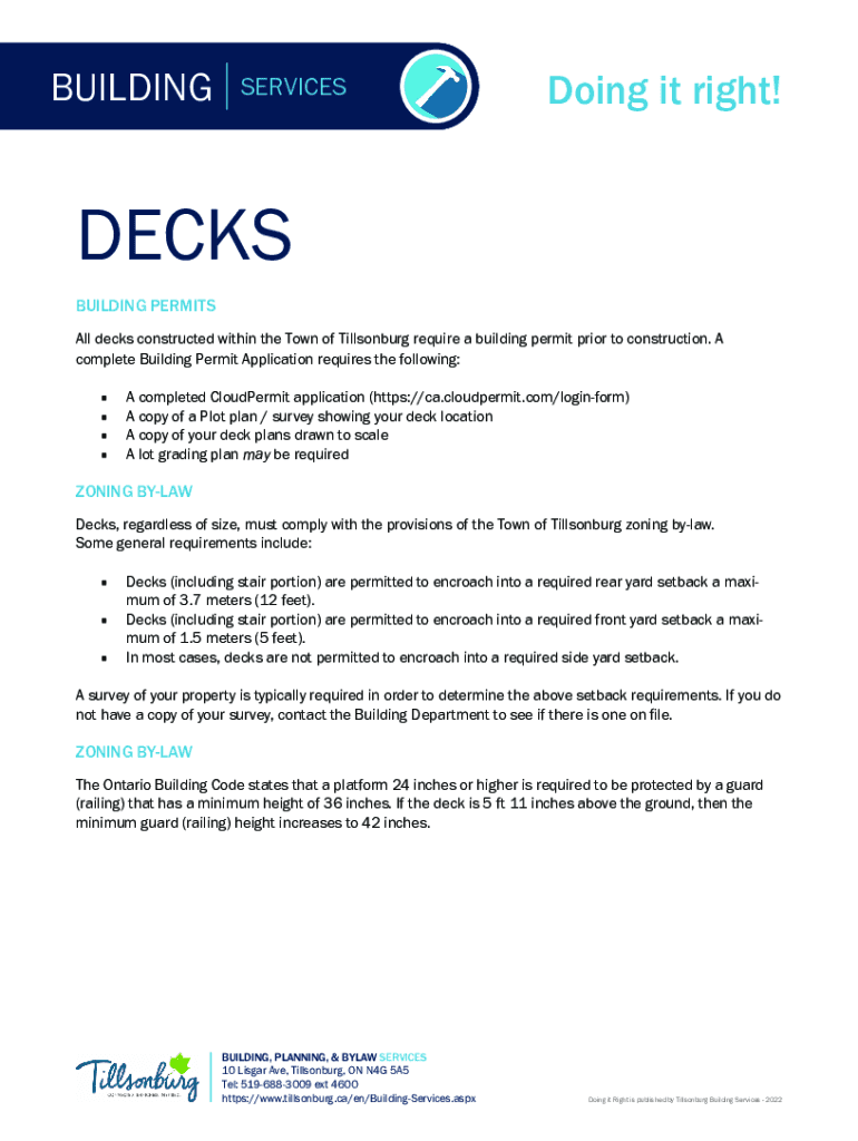 Fillable Online Do I need a building permit for my deck? Fax Email ...