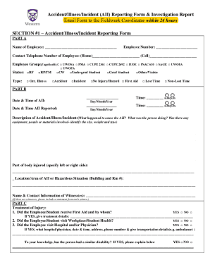 Fillable Online SECTION #1Accident/Illness/Incident Reporting Form Fax ...