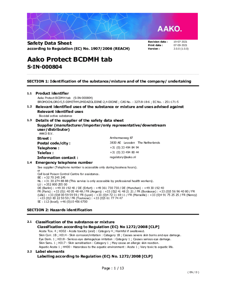 Fillable Online Aako Protect BCDMH tab - Industrial Chemicals Fax Email ...
