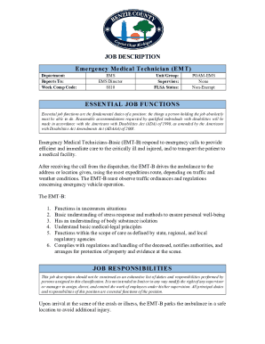 Fillable Online EMT Job Description Sample Template Fax Email Print ...